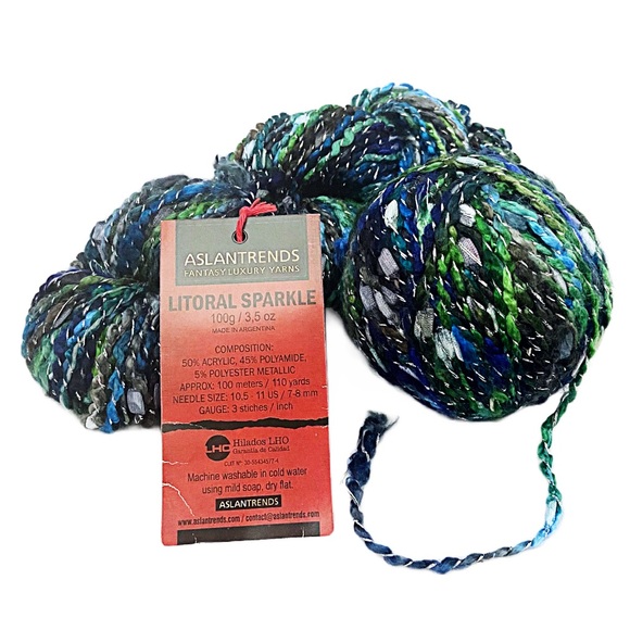 Art | Yarn Lot Boho Hippie Blue Green Gradient Silver Sparkle ...